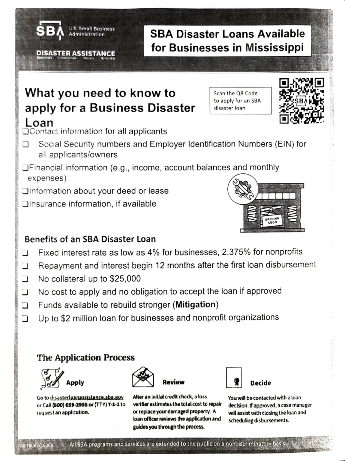 Emergency SBA Available - Moss Point Main Street